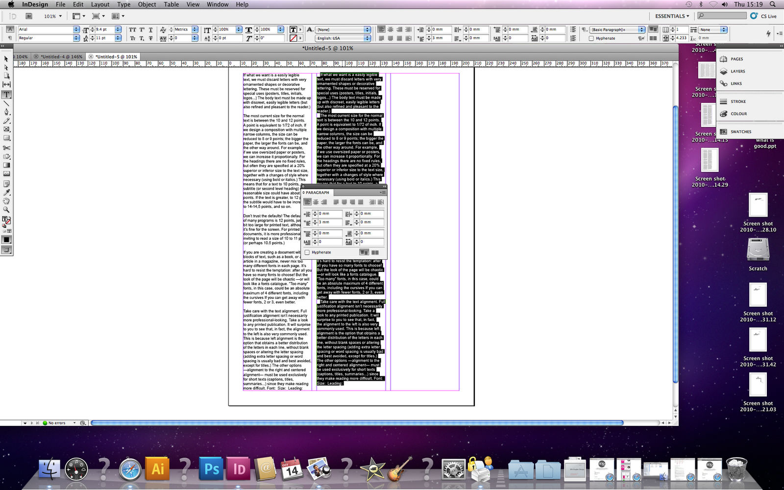 DESIGN PRACTICE: Type- paragraphs
