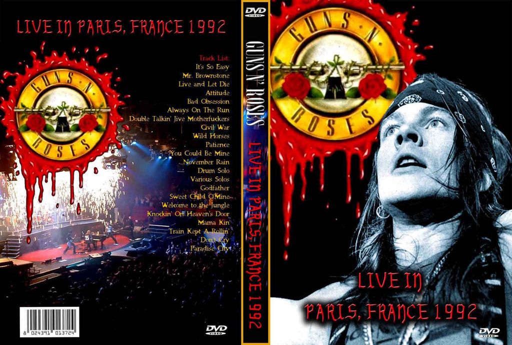 DVD cover bootleg: Guns N' Roses - Paris, 1992