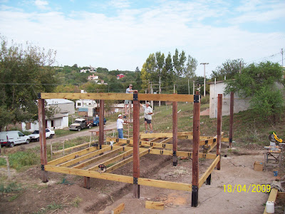 Construcción en madera: Colocacion de columnas