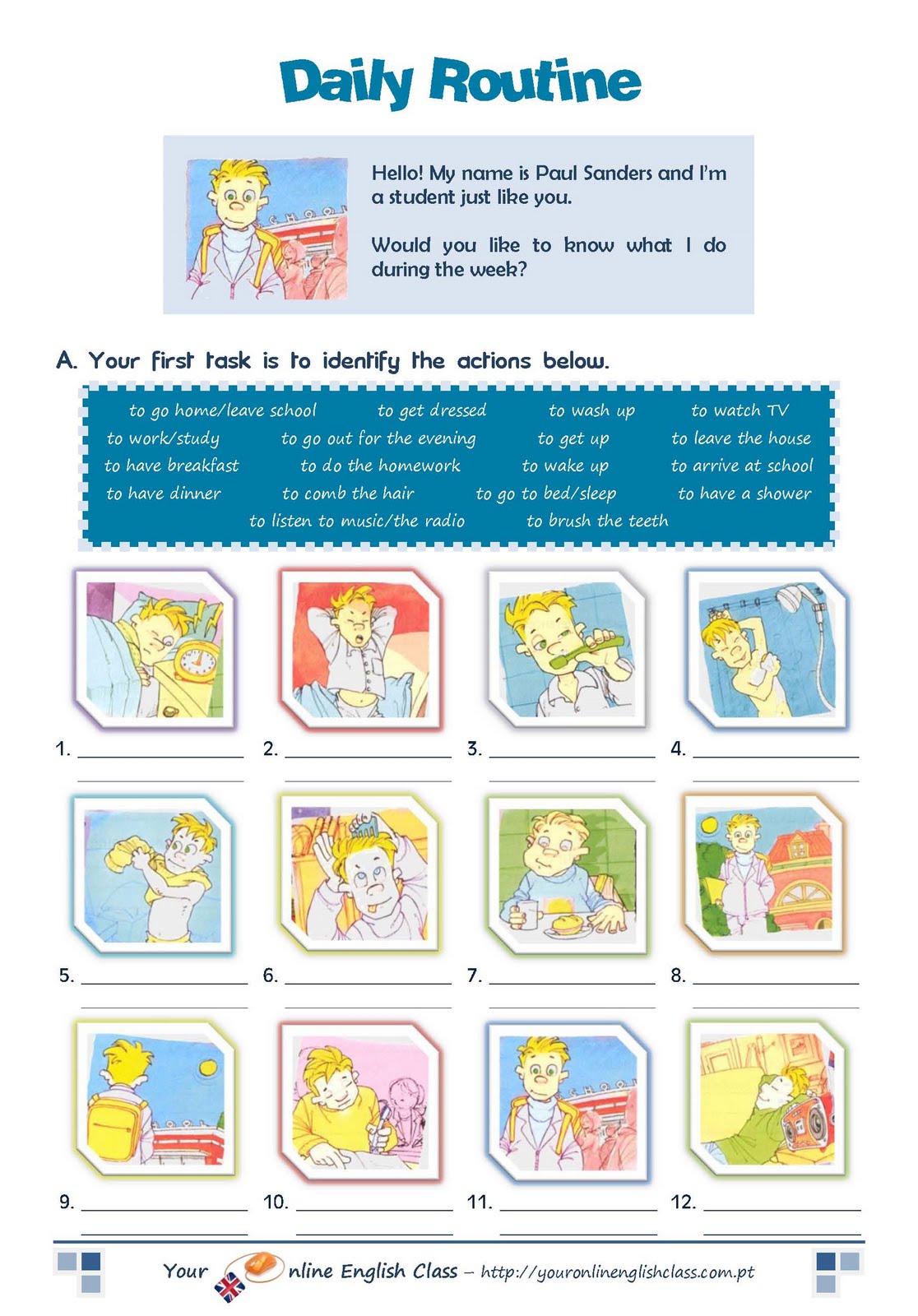 NB1 English EOI Cartagena: Daily routines: activity