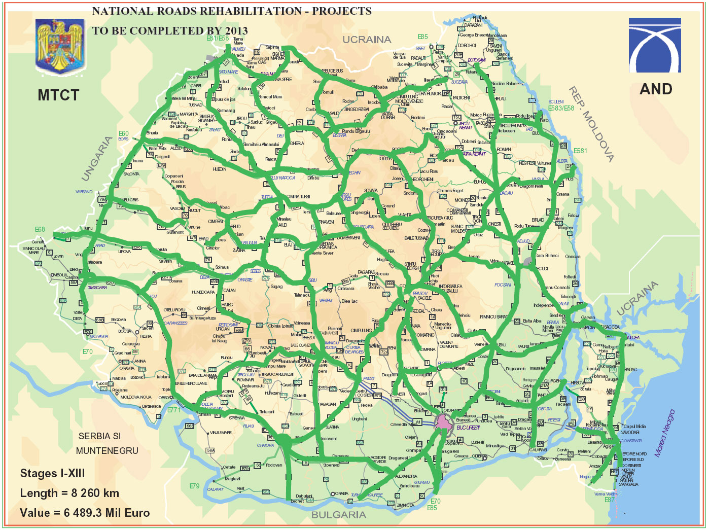 Harta drumurilor rutiere din romania