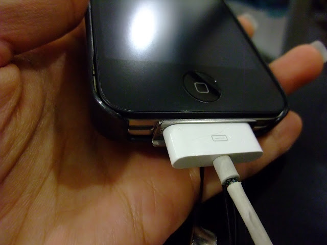 Power and data plug, no obstruction you can charge and/or sync your iphone 4 with this connected ...