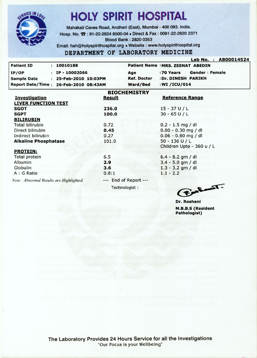 Sepsis: Medical Test Reports - Septicemia