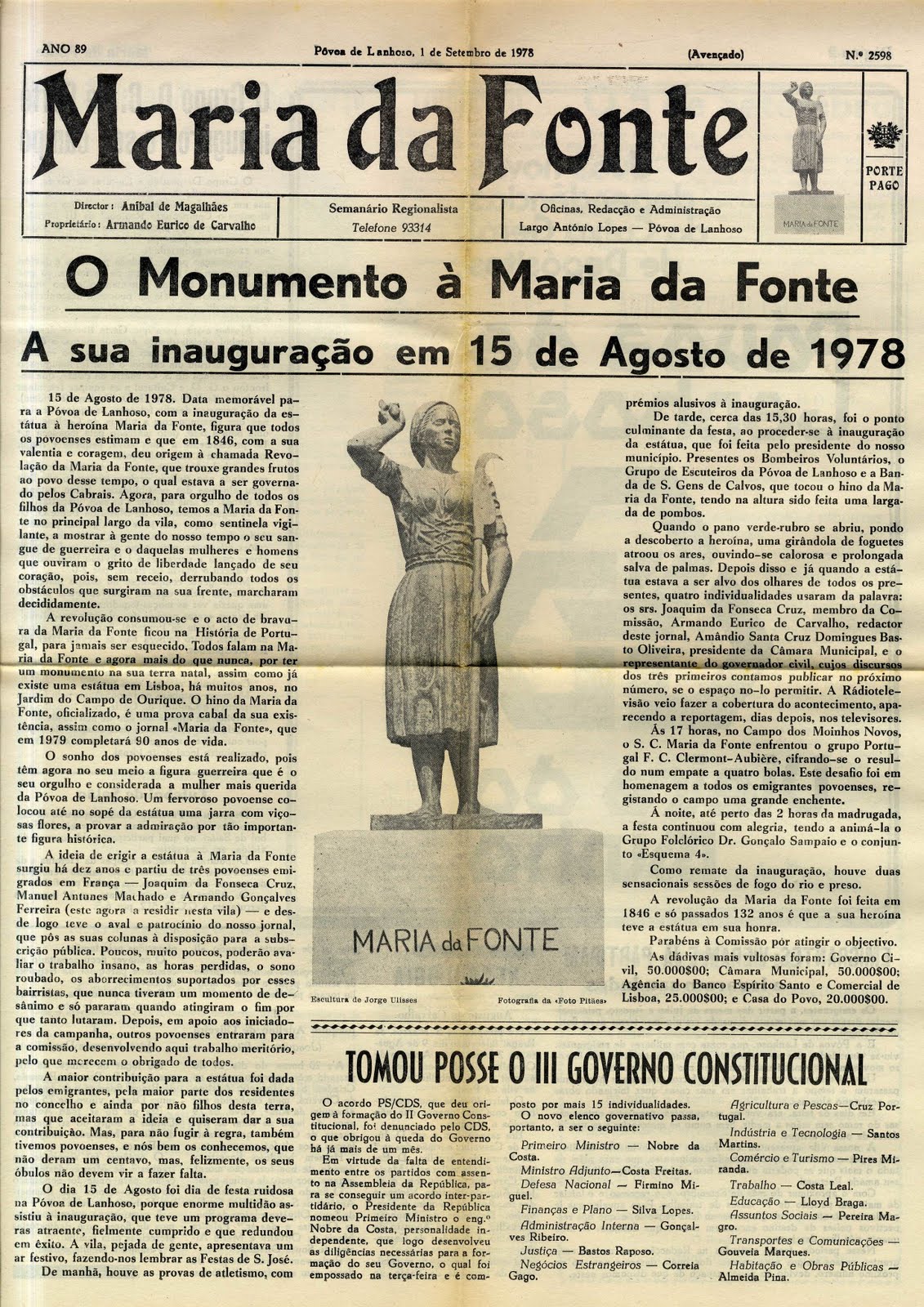 Jornal Maria da Fonte: A história do concelho visto pelo 'Maria da Fonte'