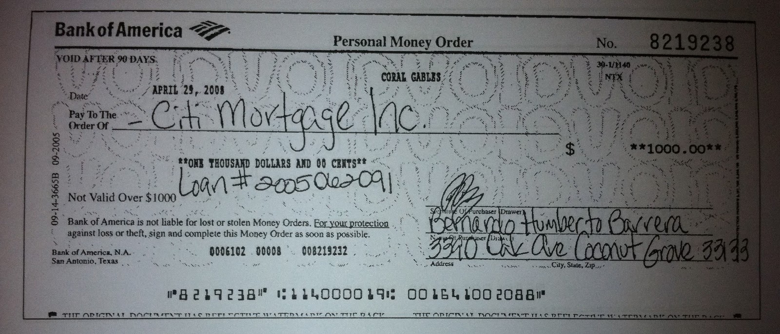 Citibank Cashiers Check