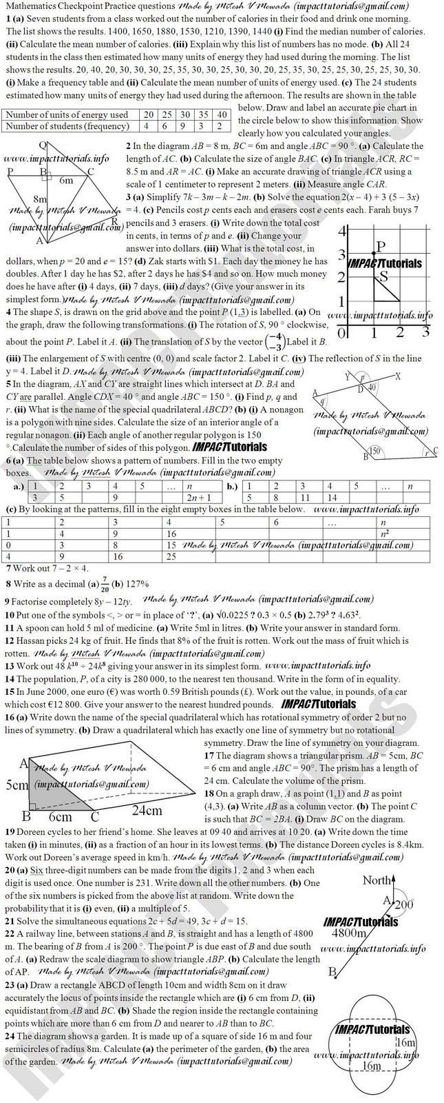 Checkpoint revision: Mathematics checkpoint