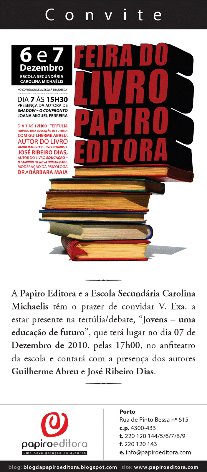 Páginas Desfolhadas: Convite - Feira do Livro Papiro Editora