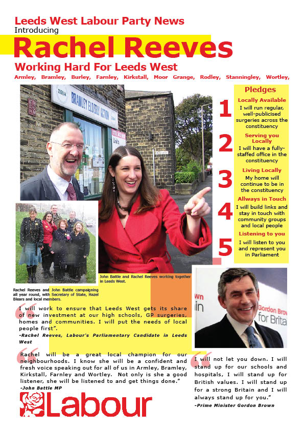 Max Chater: Address Leaflet for Leeds West Labour Party