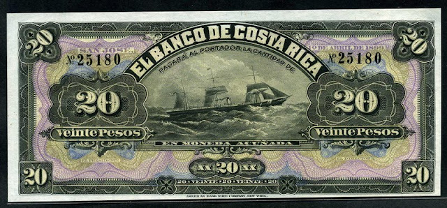 Costa Rica 20 Pesos banknote, El Banco de Costa Rica|World Banknotes ...
