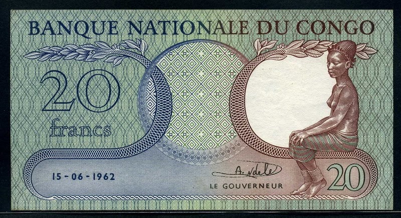 Congo Zaire banknotes 20 Francs banknote of 1962|World Banknotes ...