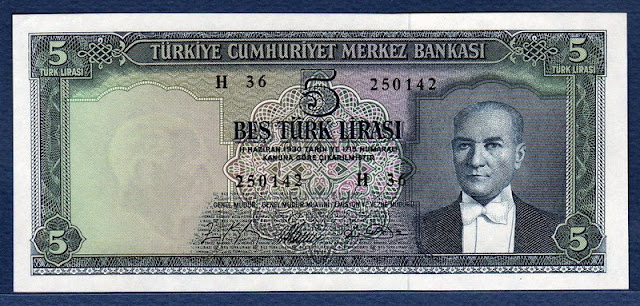 Turkey currency 5 Turkish Lira banknote of 1930.|World Banknotes ...
