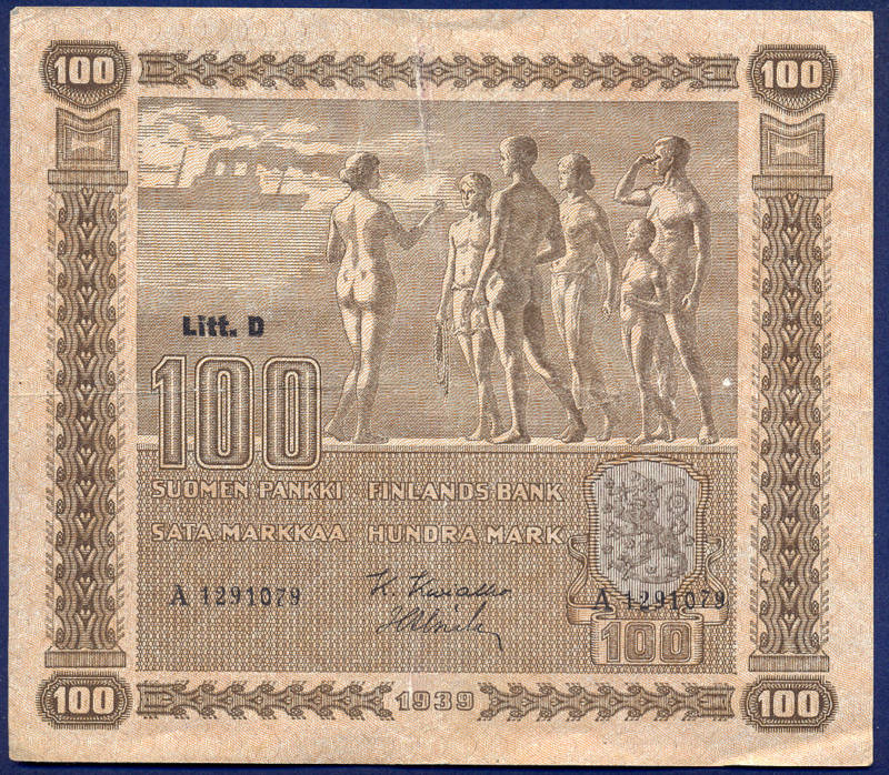 Finland Paper Money 100 Markkaa banknote 1939|World Banknotes & Coins ...