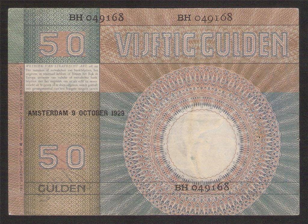 Netherlands Paper Money 50 Gulden banknote 1929|World Banknotes & Coins ...
