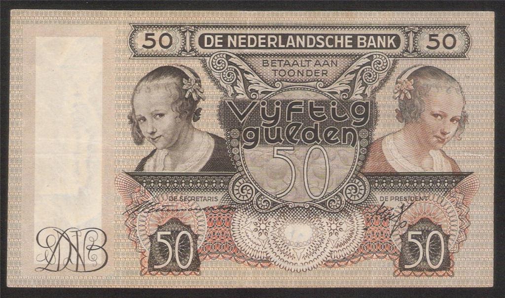 Paper Money of Netherlands 50 Gulden banknote 1941|World Banknotes ...