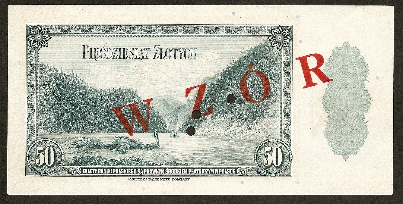 Poland paper money 50 Zlotych note 1939 wzor|World Banknotes & Coins ...