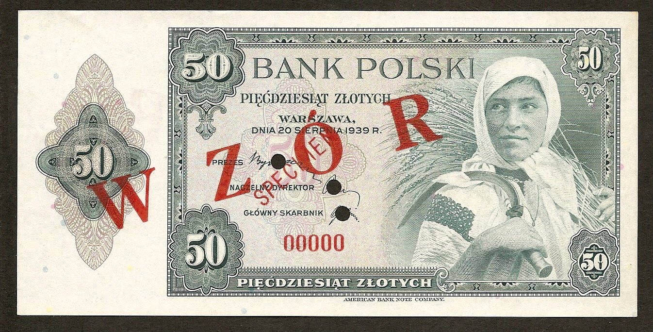 Poland paper money 50 Zlotych note 1939 wzor|World Banknotes & Coins ...
