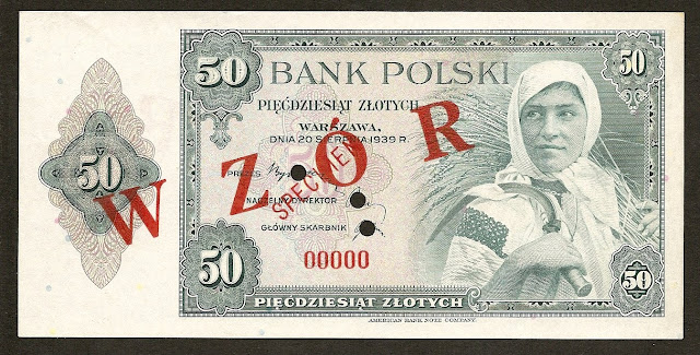 Poland paper money 50 Zlotych note 1939 wzor|World Banknotes & Coins ...