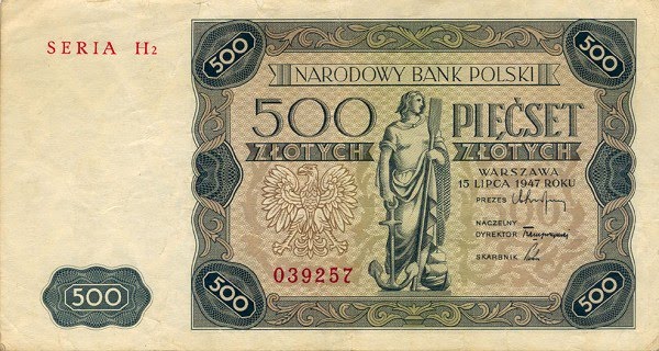 Poland 500 Zlotych banknote 1947|World Banknotes & Coins Pictures | Old ...