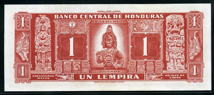 Honduras Currency 1 Honduran Lempira banknote of 1961|World Banknotes ...