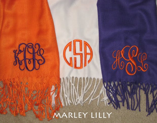 Clemson Girl: Marley Lilly Monogrammed Clemson Scarf Giveaway!