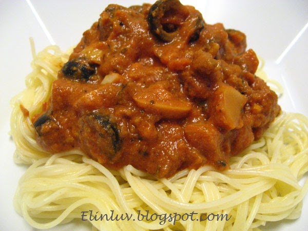 Elinluv's Tidbits Corner: Angel Hair Spaghetti With Bolagnese Sauce And ...