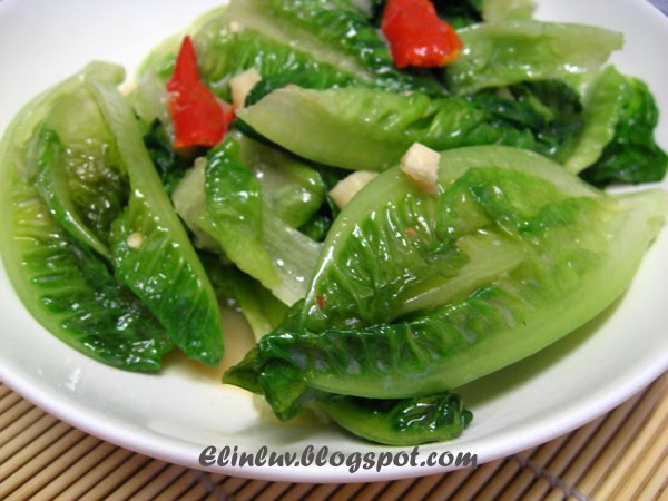 Elinluv's Tidbits Corner: Stir Fried Curly Lettuce With Fermented Beancurd