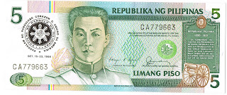Philippine Money: 5 Peso Bill w/ The Visit of President Corazon Aquino ...