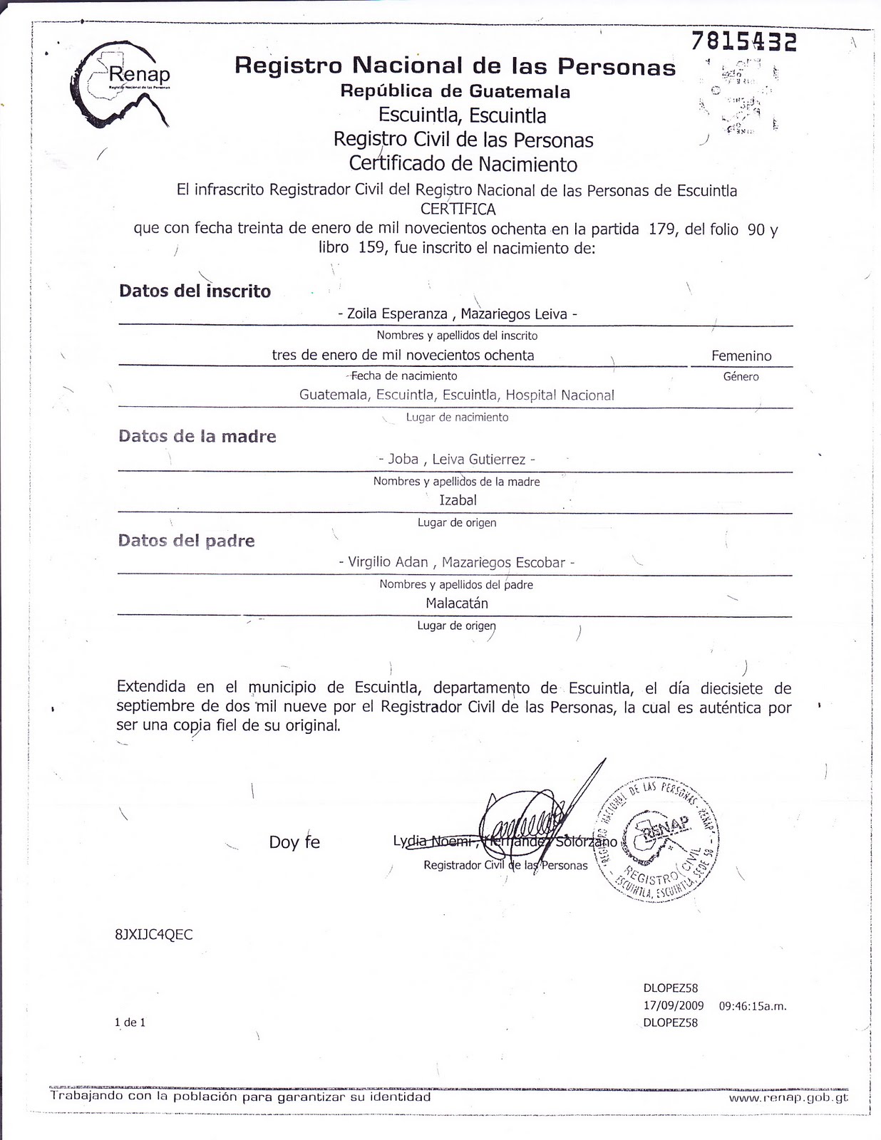 HOJA DE VIDA: Documentos Legales