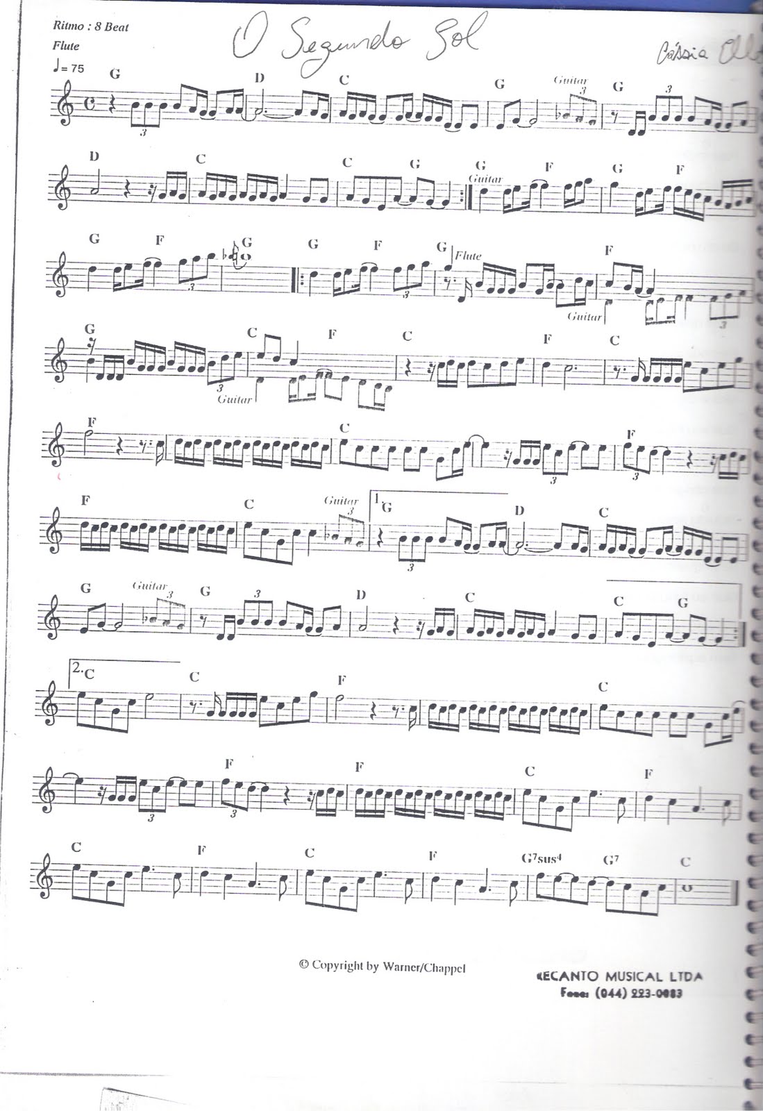 PARTITURAS KLM: O Segundo Sol - Cássia Eller