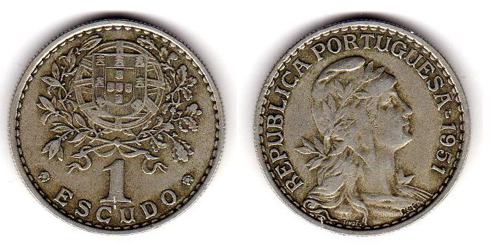 Moedas do Mundo: 1 Escudo 1951 - Portugal