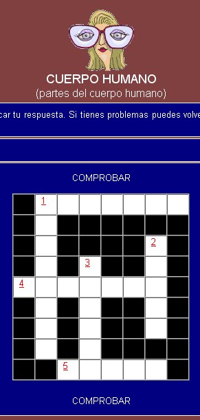 ociodeportescolar: crucigrama cuerpo humano
