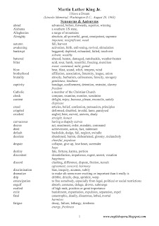 english: SYNONYMS & ANTONYMS - Martin Luther King Jr
