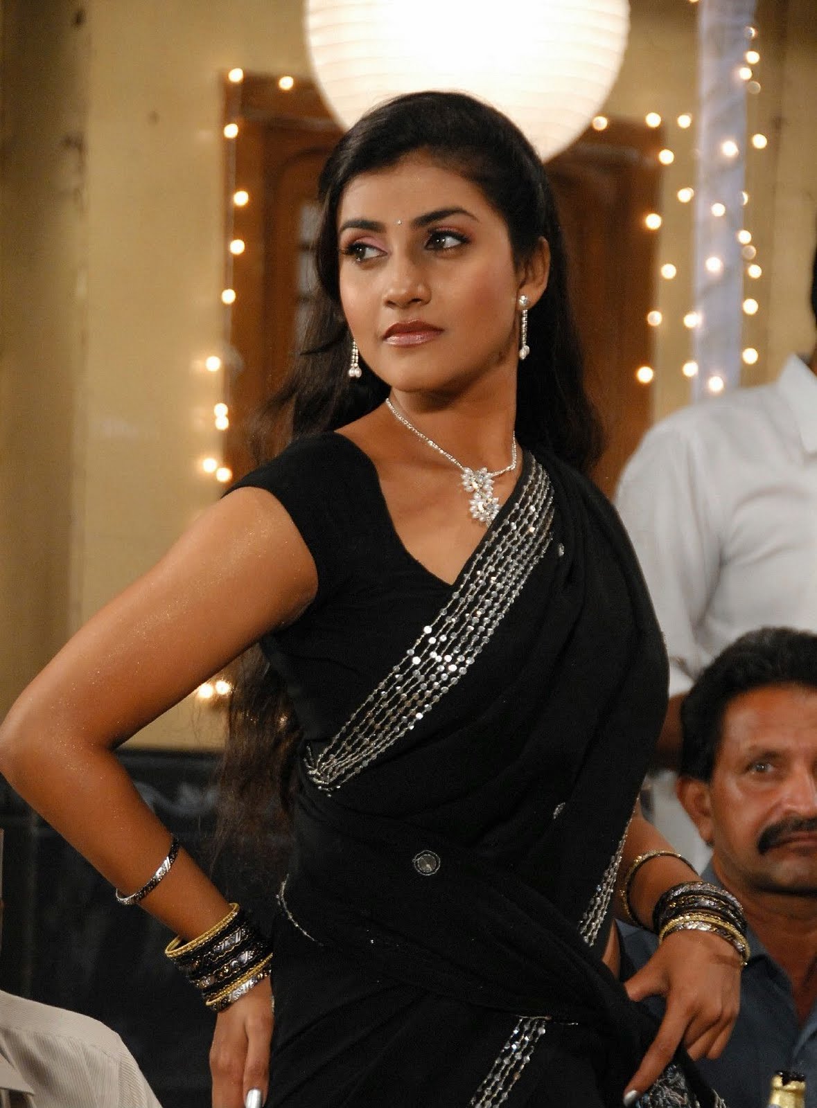 Tollywood Masala Actress Kausha in Transparent Black Saree