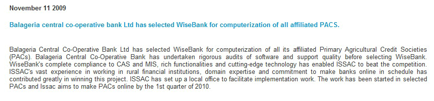 Co-operative&Microfinance: PACS computerization by Balageria CCB