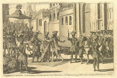 Imágenes del Mexico antiguo: Moctezuma y Hernán Cortés, 1736