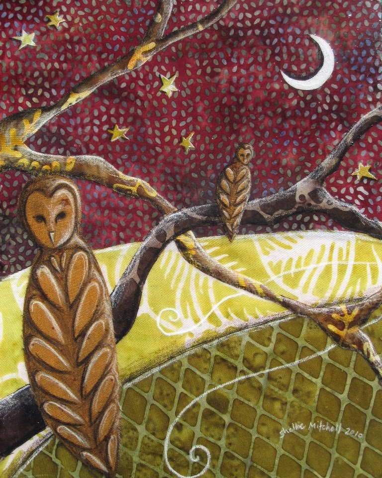 Fabric on Wood art by Shellie Mitchell