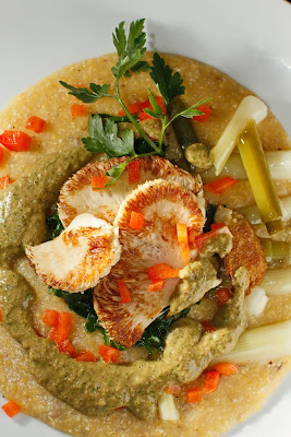 Platelist: The Chubby Vegetarian: Seared Lion's Mane Mushrooms over Grits