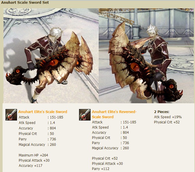 Aion Guides | Aion players| Aion articles: Anuhart Weapon Sets Show