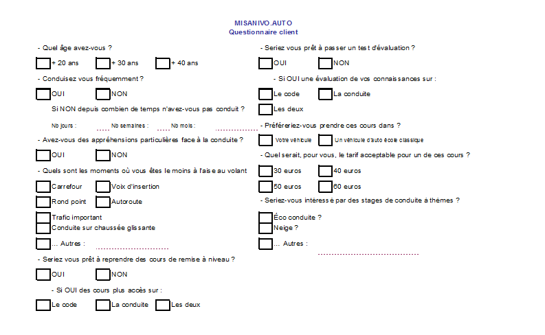 MISANIVO.AUTO: Questionnaire Client