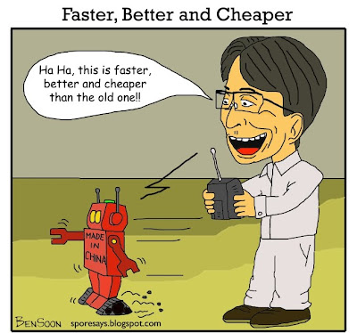 Spore Says Political Cartoon: Faster, Better and Cheaper