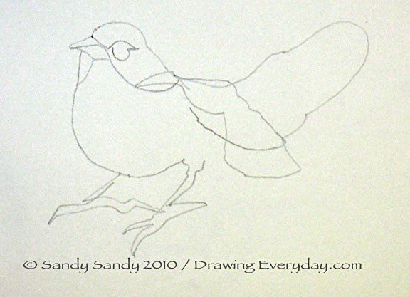 *Sketching Every Day*: Blind Contour Bird - Exercise Drawing