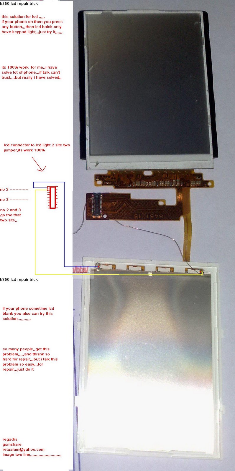 k850 lcd solution 100% work
