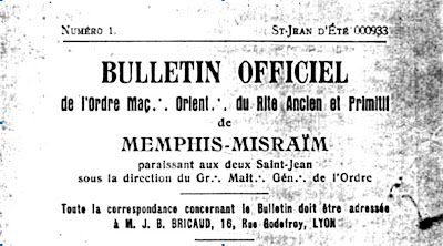 GRANDE LOGE MIXTE FRANCAISE DE MEMPHIS-MISRAÏM: JEAN BRICAUD : BULLETIN ...