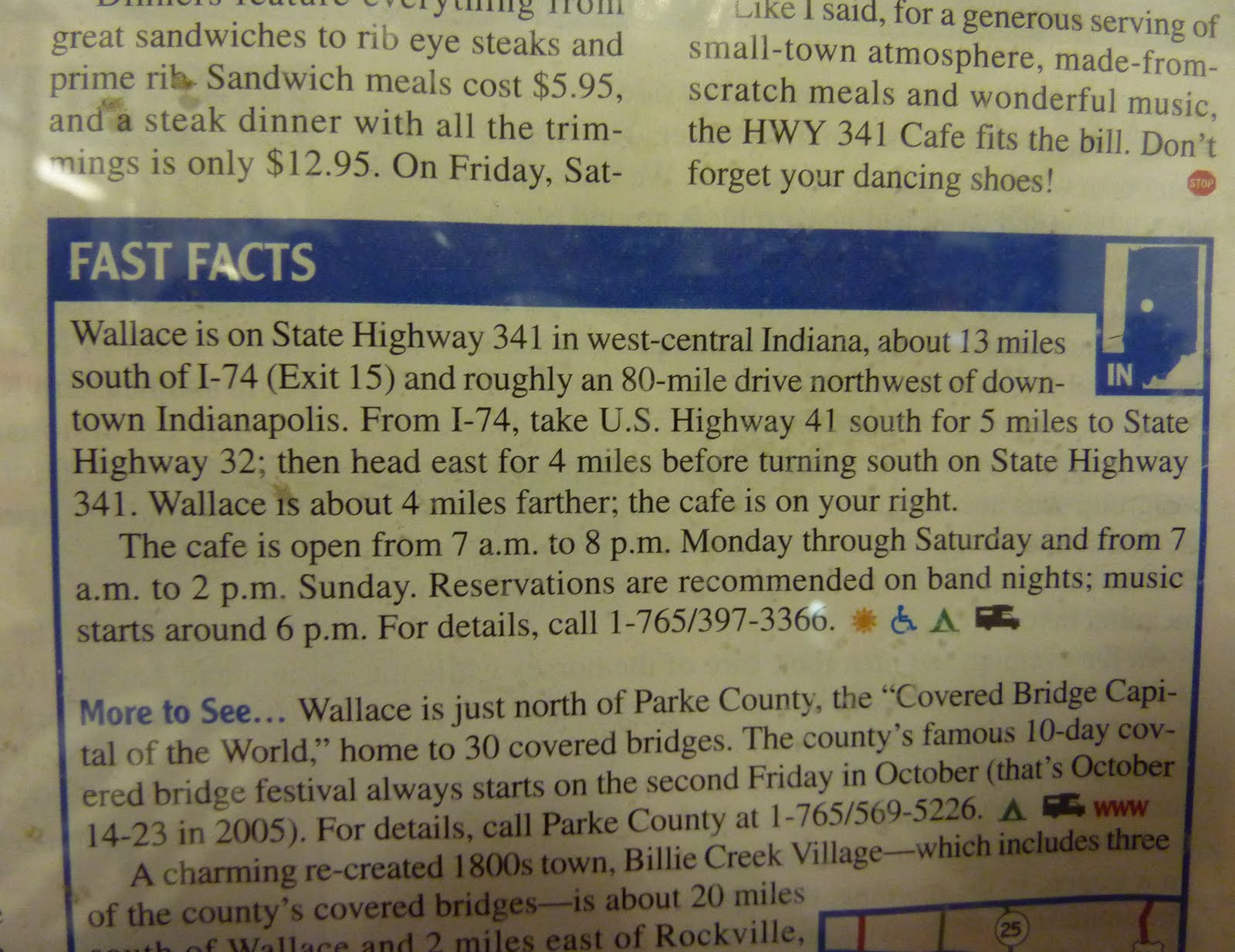 Travel Tales: Wallace, Indiana - home-cooked food, country music