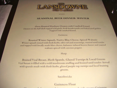 Delicious Dishings: Seasonal Beer Dinner At The Lansdowne Pub