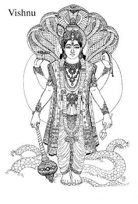 Hindu God Vishnu Drawing Sketch Coloring Page