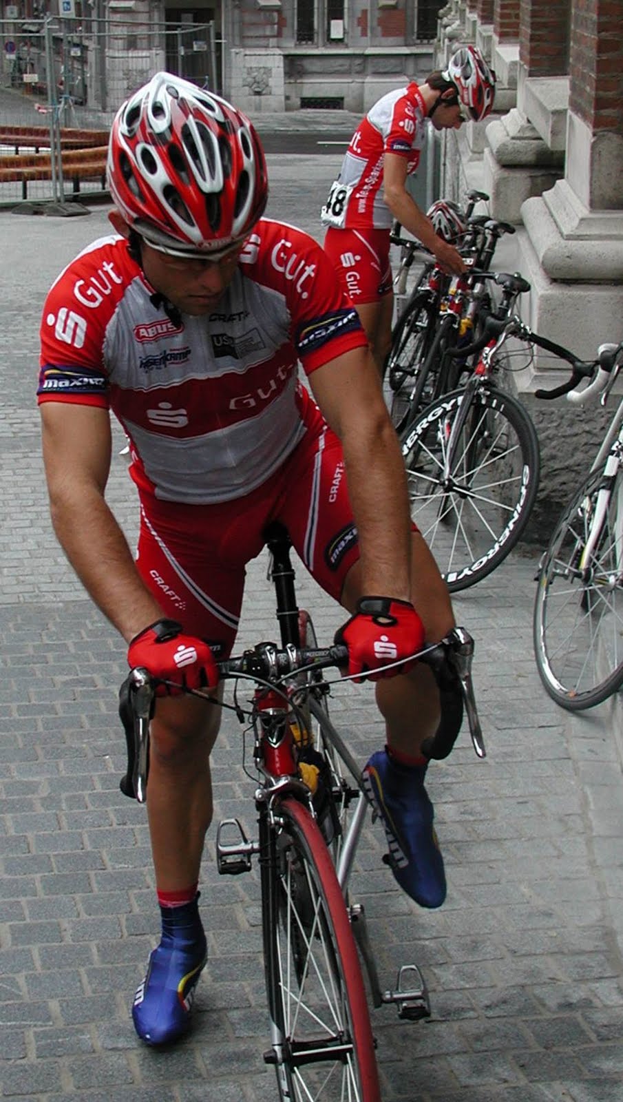 Lads in their lycra skins: Fit cyclist in tight lycra
