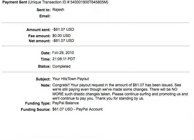 HitzTown.com Payout Proofs