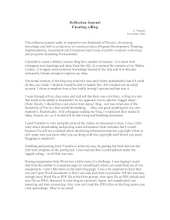 Media Literacy: Reflection Journal - Creating a Blog