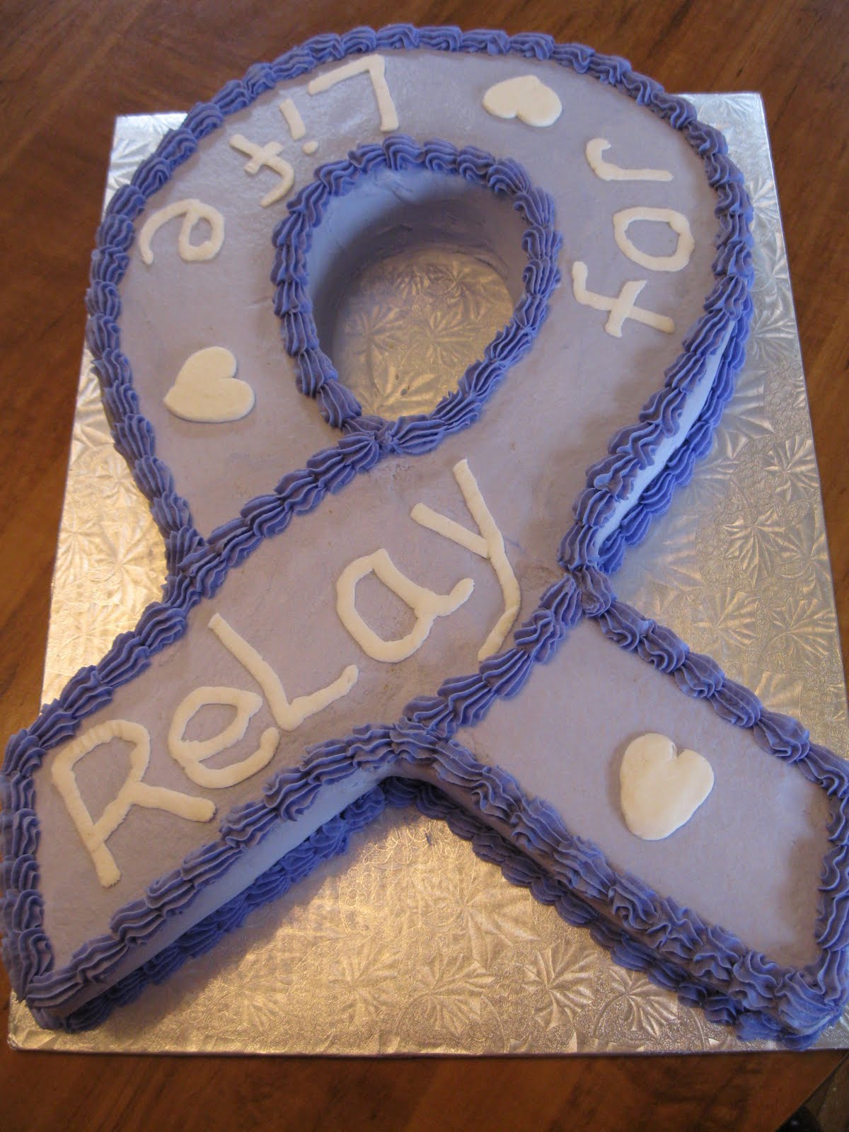 D's Cookie Jar & More: Relay for Life Ribbon cake.